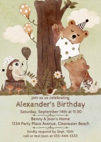 Bear baby shower birthday party invitation Template | PosterMyWall