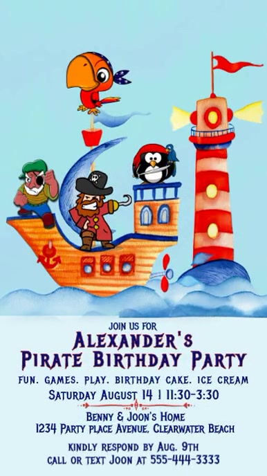 Boy's Pirate Birthday Party Invitation Template | PosterMyWall