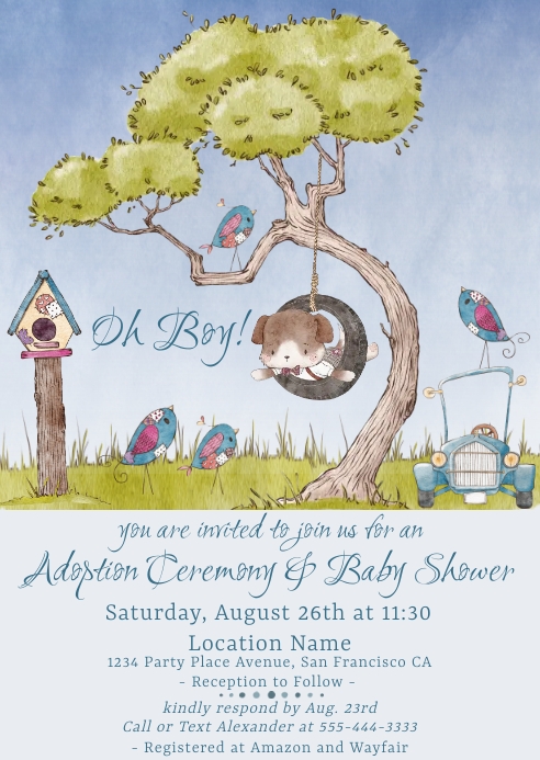 Boy Adoption Ceremony and Baby Shower Invitat Template | PosterMyWall
