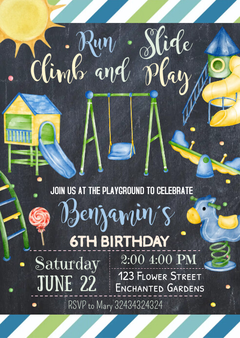 boy Playground Birthday Invitation Template | PosterMyWall