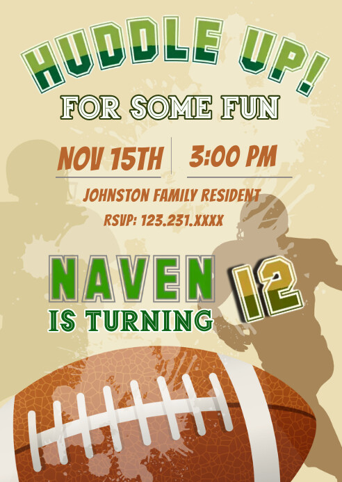 Boys Birthday Football Game Invitation Paper Template | PosterMyWall
