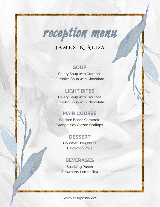 Branch Floral Reception Menu Template | PosterMyWall