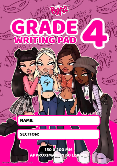Bratz Grade 4 Writing Pad Cover Template | PosterMyWall