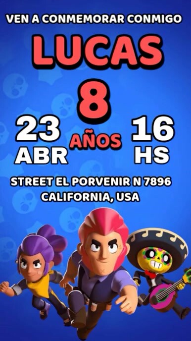 Brawl Stars Video Invitación de Cumpleaños Template | PosterMyWall