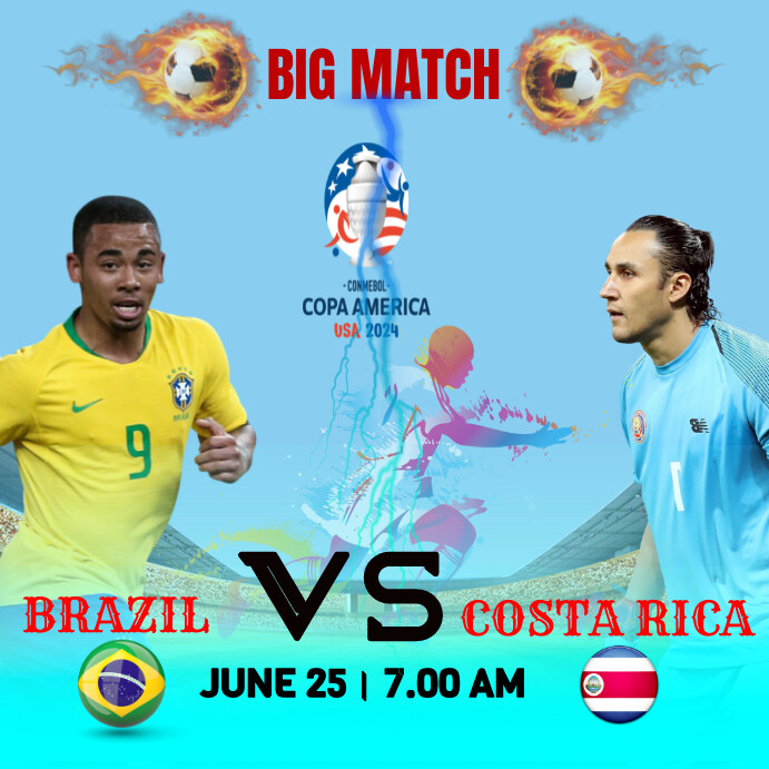 Plantilla de Brazil Vs Costa Rica match Instagram post | PosterMyWall