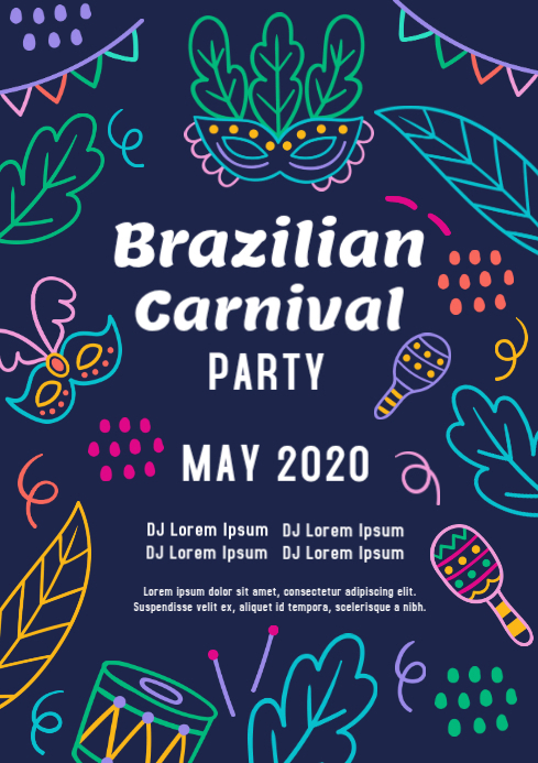 Brazilian Carnival Party Ads Template | PosterMyWall