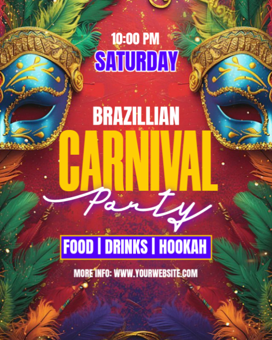 Brazilian Carnival Party Instagram Portrait Template | PosterMyWall