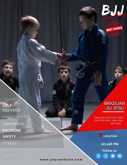 Brazilian Jiu jitsu for children flyer Template | PosterMyWall