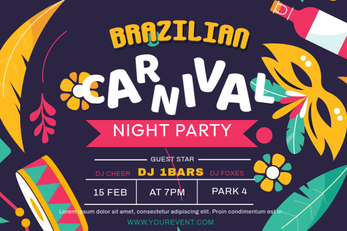 BrazilianCarnival Night Party Template | PosterMyWall