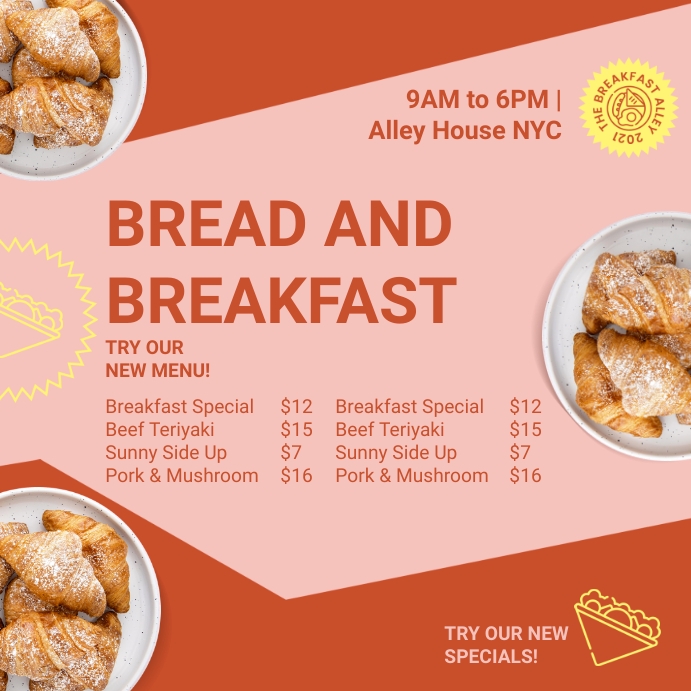 Bread And Breakfast Template | PosterMyWall