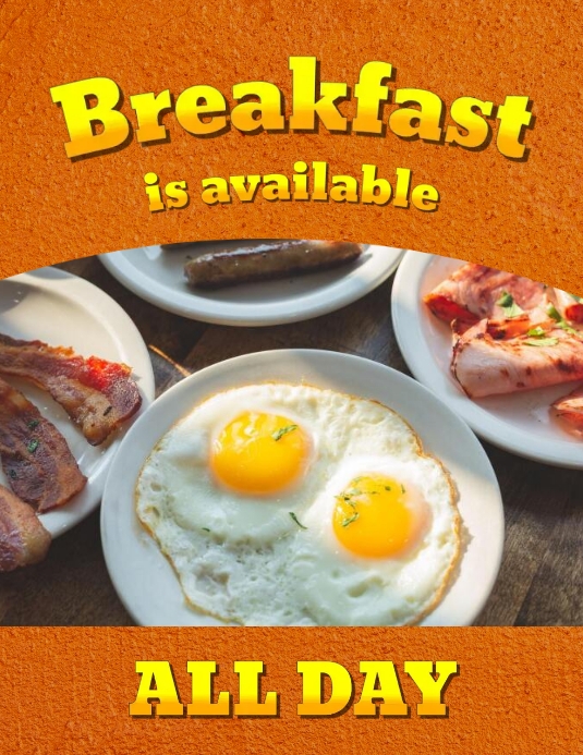 Breakfast All Day, 8.5"x11" template | PosterMyWall