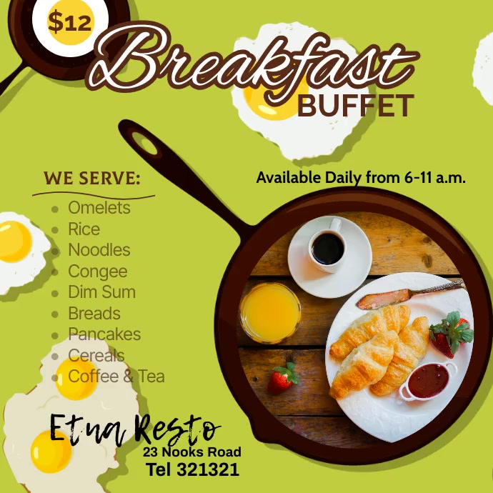 Plantilla de breakfast buffet template | PosterMyWall