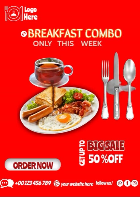 Plantilla de Breakfast Combo Video | PosterMyWall