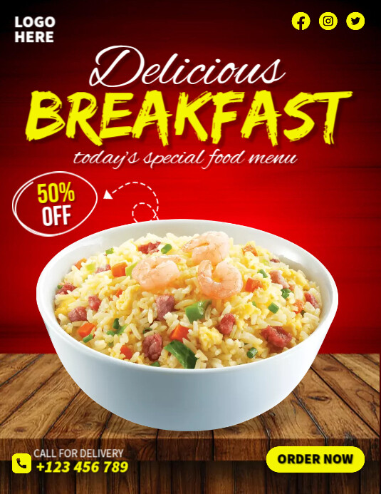 Breakfast Food Ads Template | PosterMyWall