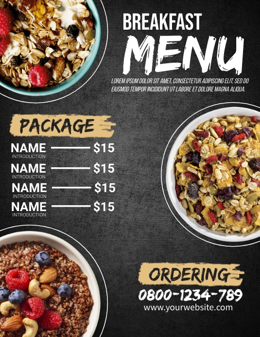 Breakfast Food Menu Template | PosterMyWall