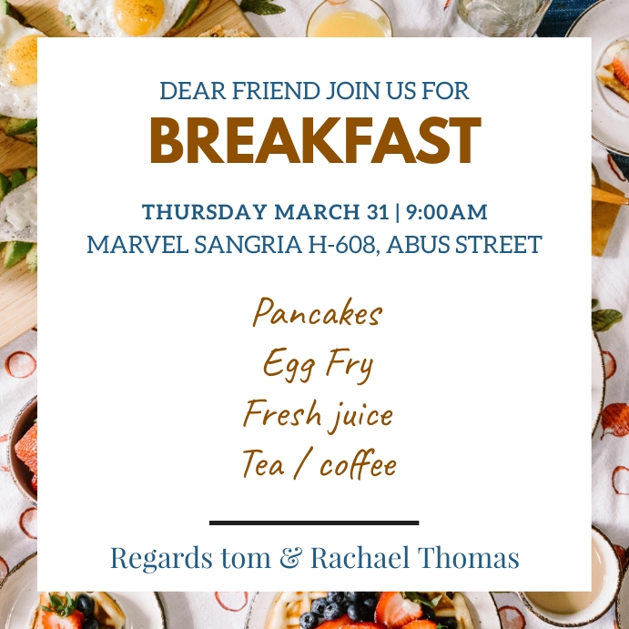 Breakfast invitation flyer template | PosterMyWall