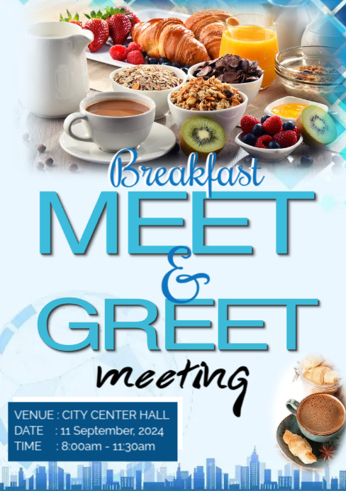 BREAKFAST MEETING POSTER Template | PosterMyWall