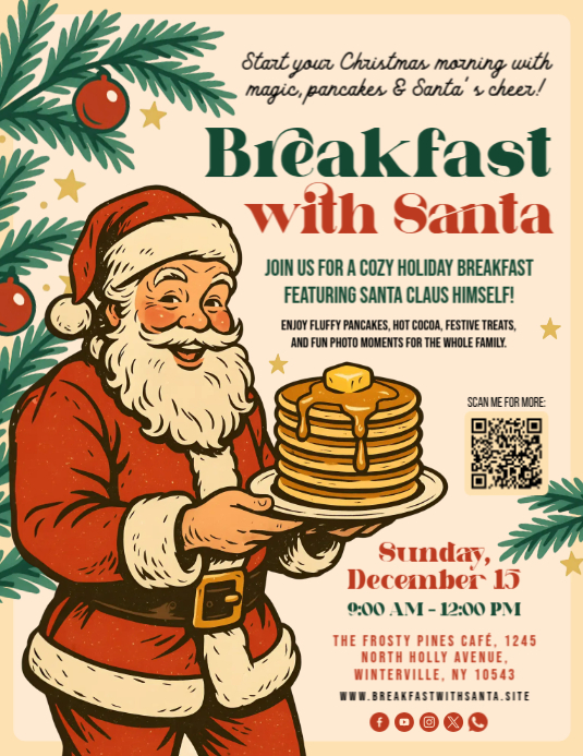 Breakfast With Santa Christmas Flyer Template | PosterMyWall