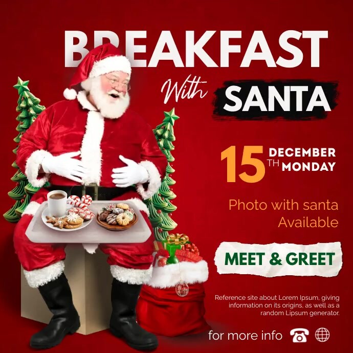 Plantilla de Breakfast with Santa | PosterMyWall