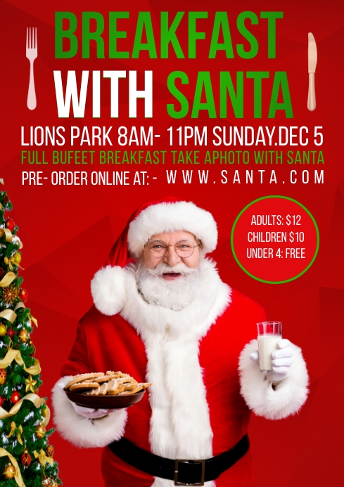 Breakfast with Santa Template | PosterMyWall