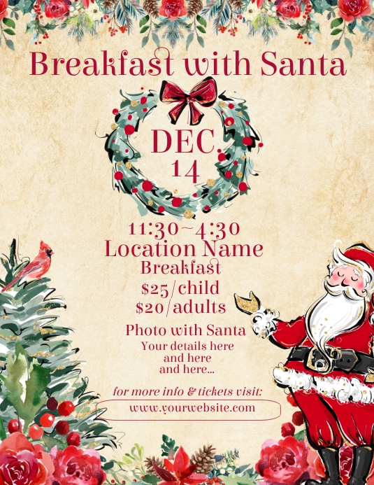 Breakfast with Santa Template | PosterMyWall
