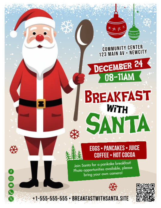 Plantilla de Breakfast with Santa Flyer | PosterMyWall