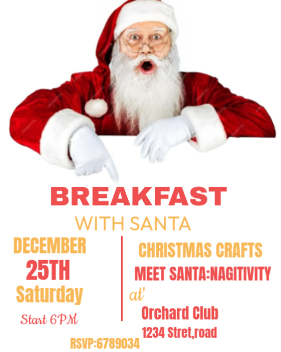 Breakfast with santa flyer design template | PosterMyWall