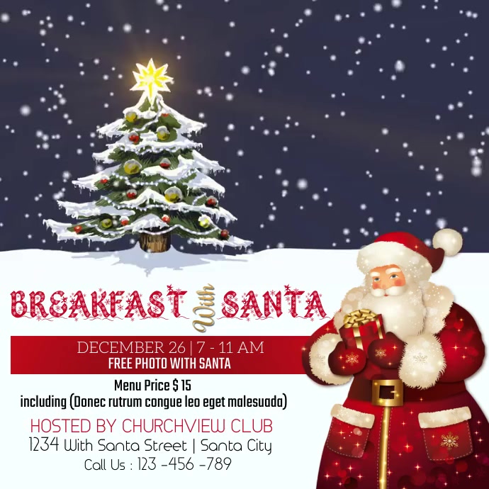 breakfast with santa video Template | PosterMyWall