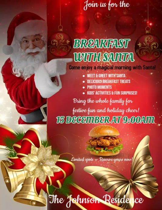 Breakfast with Santa video design Template | PosterMyWall