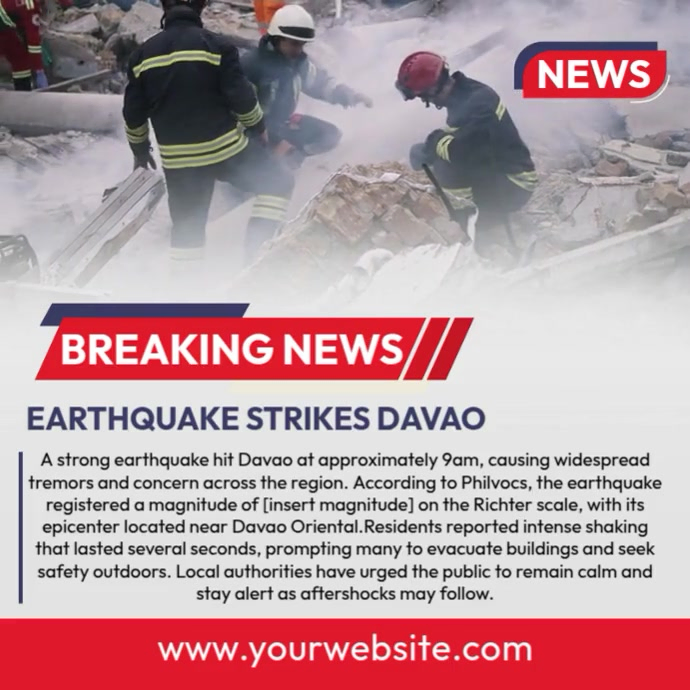 Breaking Earthquake Report Template | PosterMyWall