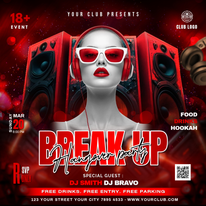 Breakup Hangover Party Flyer Template | PosterMyWall