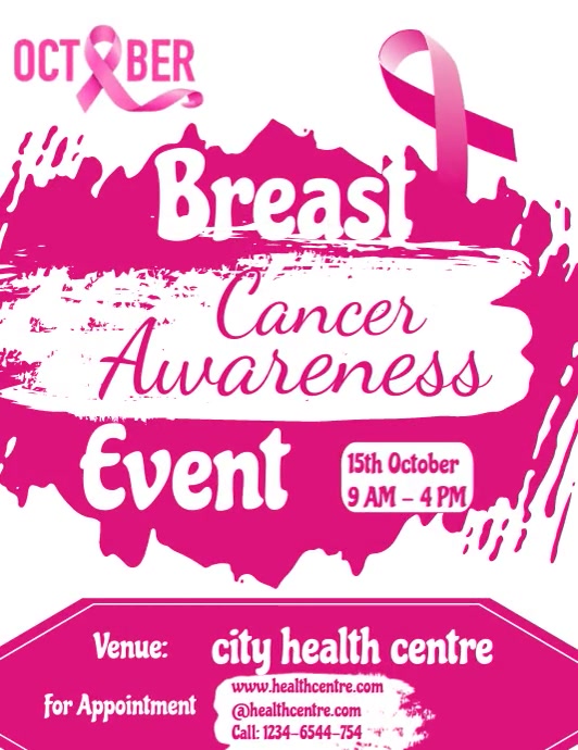 breast cancer awareness event video flyer (1) | PosterMyWall