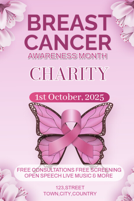 Breast cancer awareness month 2025 poster design Template | PosterMyWall