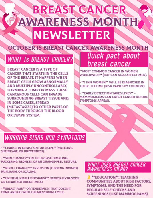 Copy of Breast cancer awareness month newsletter | PosterMyWall