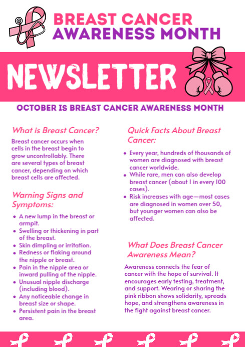 Copy of breast cancer awareness newsletter | PosterMyWall