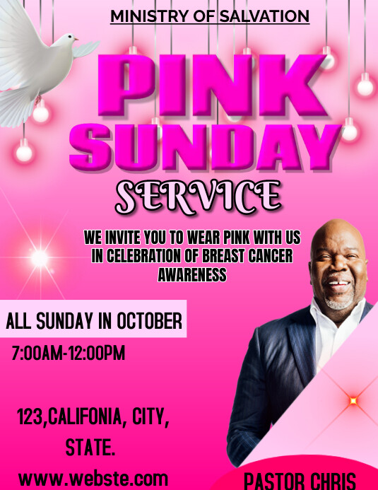 Breast cancer awareness Sunday service Template | PosterMyWall