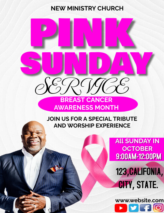 Copy of Breast cancer awareness Sunday service | PosterMyWall