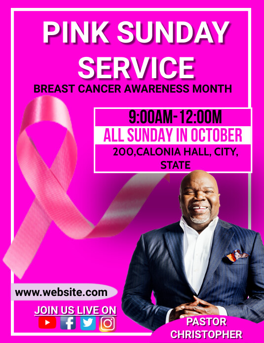 Copy of Breast cancer awareness Sunday service | PosterMyWall