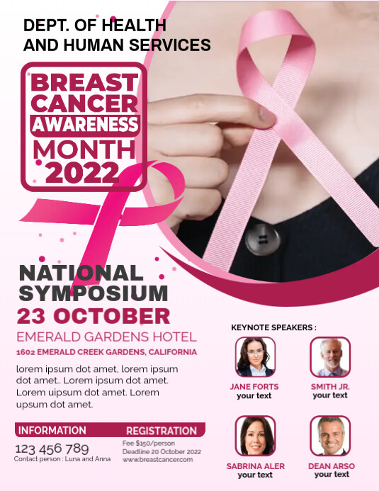 Plantilla de El Folleto Del Simposio de Concientización Sobre el Cáncer de Mama | PosterMyWall