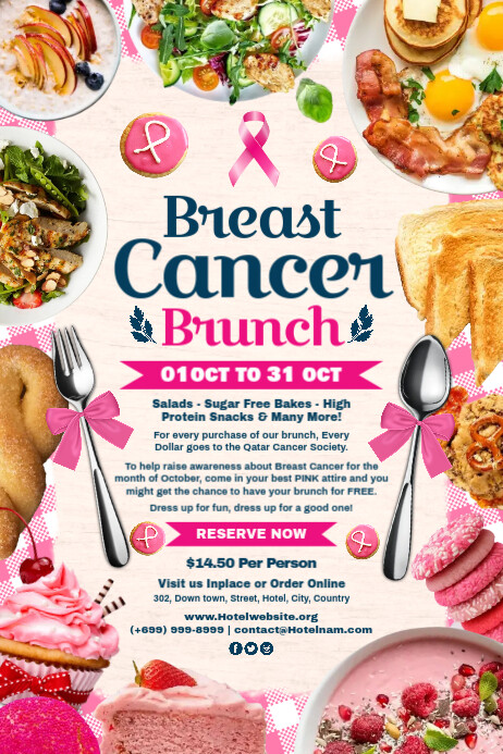Breast Cancer Brunch Poster Template | PosterMyWall