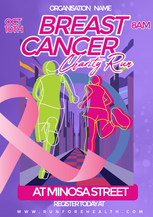 Plantilla de breast cancer charity run flyer | PosterMyWall