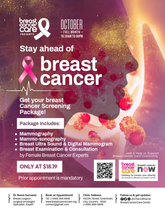 Breast Cancer Screening Package Template | PosterMyWall