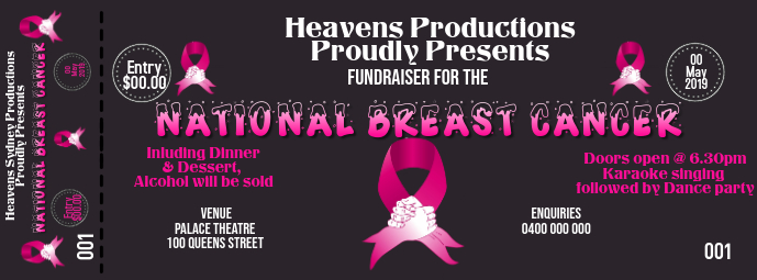 BREAST CANCER TICKET Template | PosterMyWall