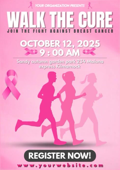 Breast Cancer Walk Flyer Template | Walk for a Cure Event | PosterMyWall