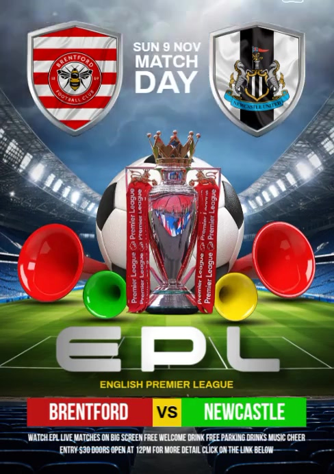 Brentford vs Newcastle Template | PosterMyWall