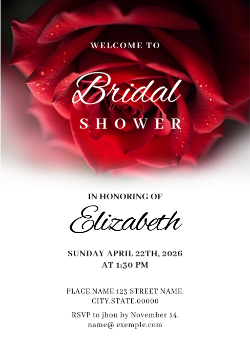 bridal shower card rose floral background Template | PosterMyWall