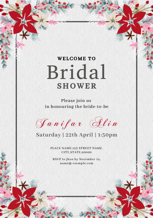 Bridal shower invitation card floral (5) Template | PosterMyWall