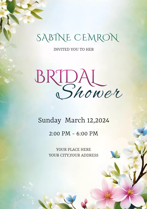 Bridal shower invitation card floral Template | PosterMyWall