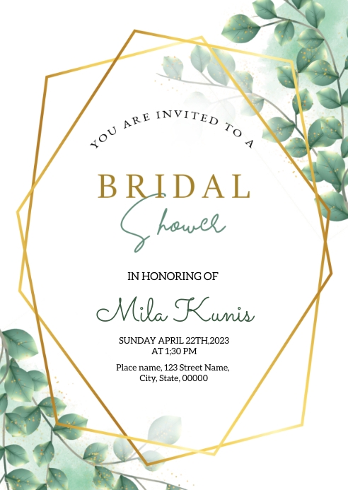 Bridal shower invitation card greene (1) Template | PosterMyWall