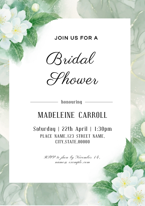 Copy of Bridal shower invitation card greene (2) | PosterMyWall